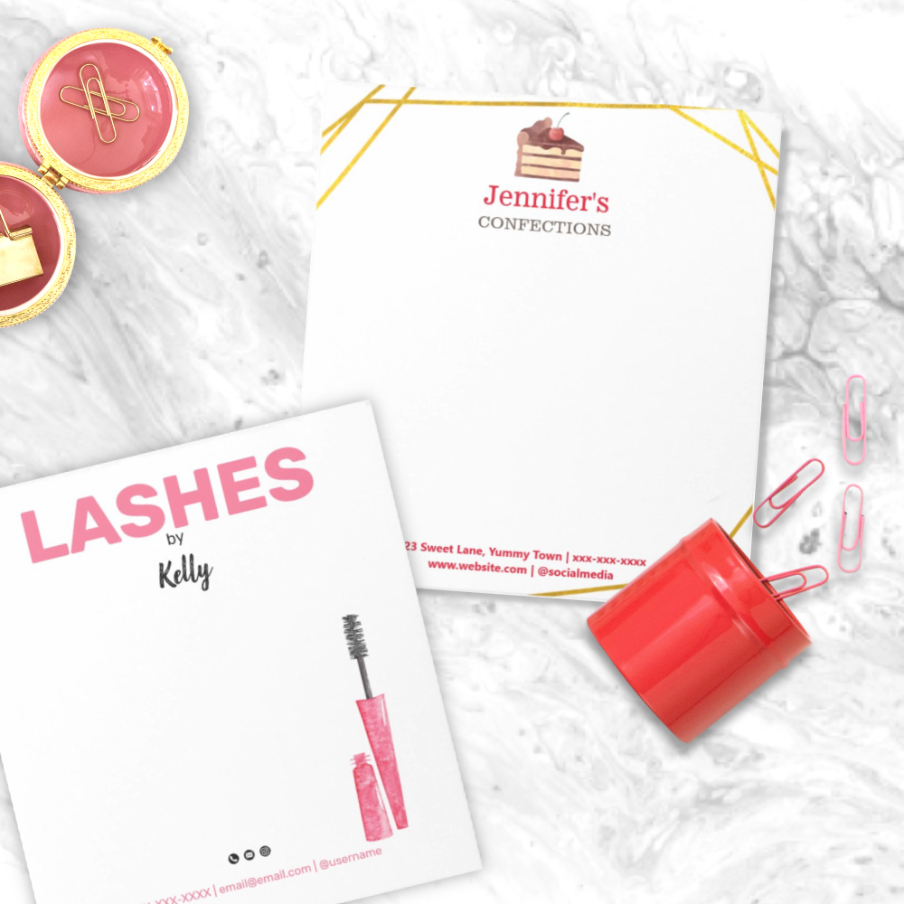 Beauty Business Notepads - Pretty Business Cards